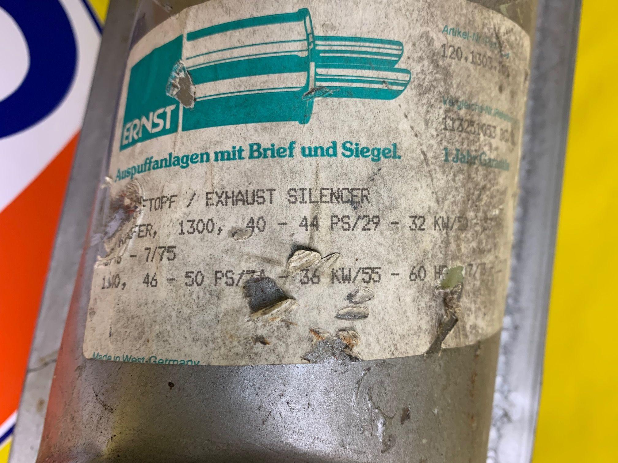 New Original Ernst / Volkswagen VW Beetle 1.3 1.6 Exhaust New Original Ernst / Volkswagen VW Beetle 1.3 1.6 Exhaust